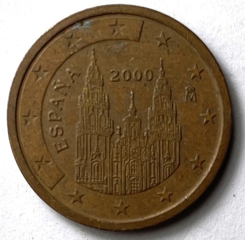2000 Spain 5 Cent Euro Cathedral of Santiago de Compostela Old Globe ...