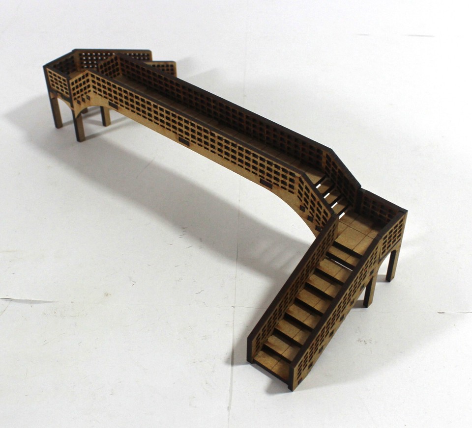 Model Railway Foot Bridge Triple Track 00 Gauge MDF 1:76 opposite steps ...