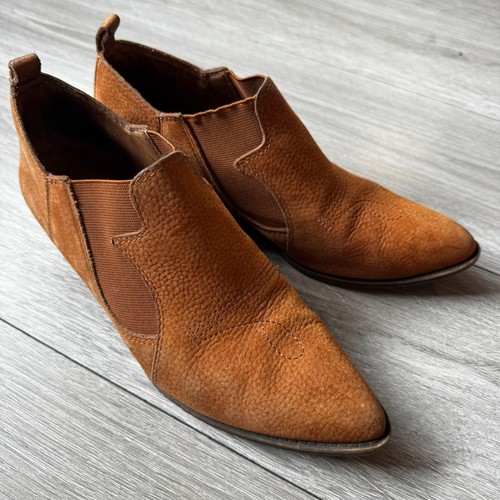 Lucky Brand Joelle Leather Shooties 8.5 M Western Booties Womens Cognac ...