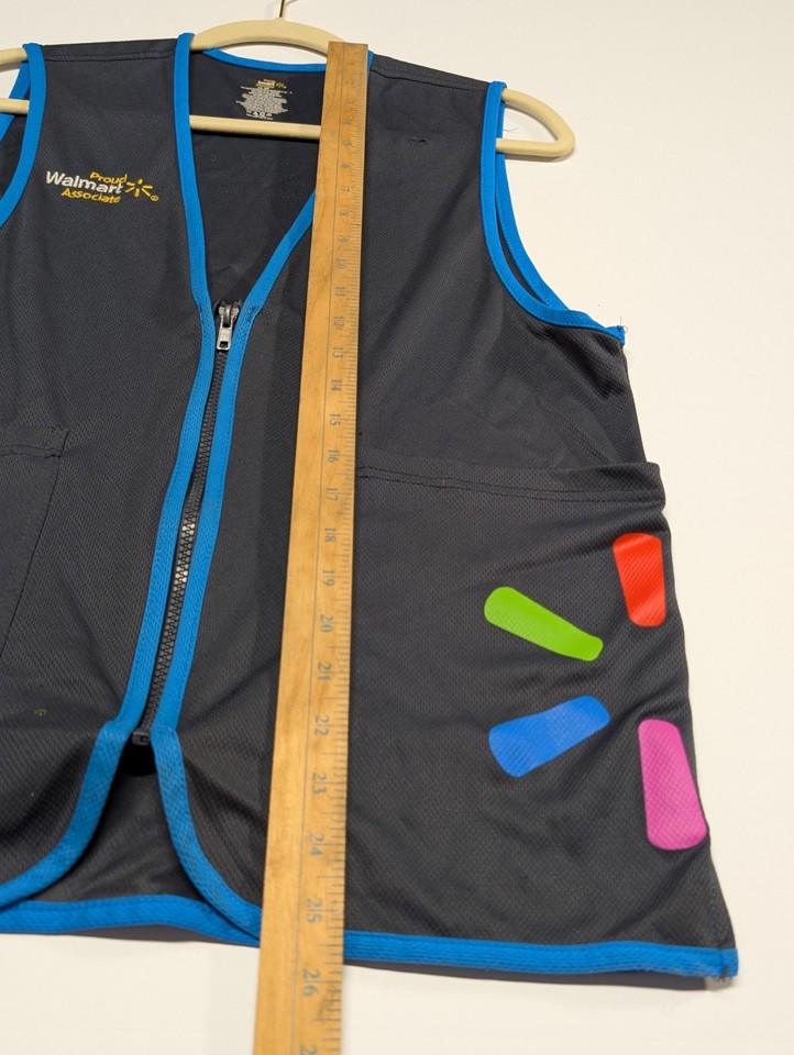 Walmart Proud Associate Unisex Employee Black / Blue Uniform Vest Size ...