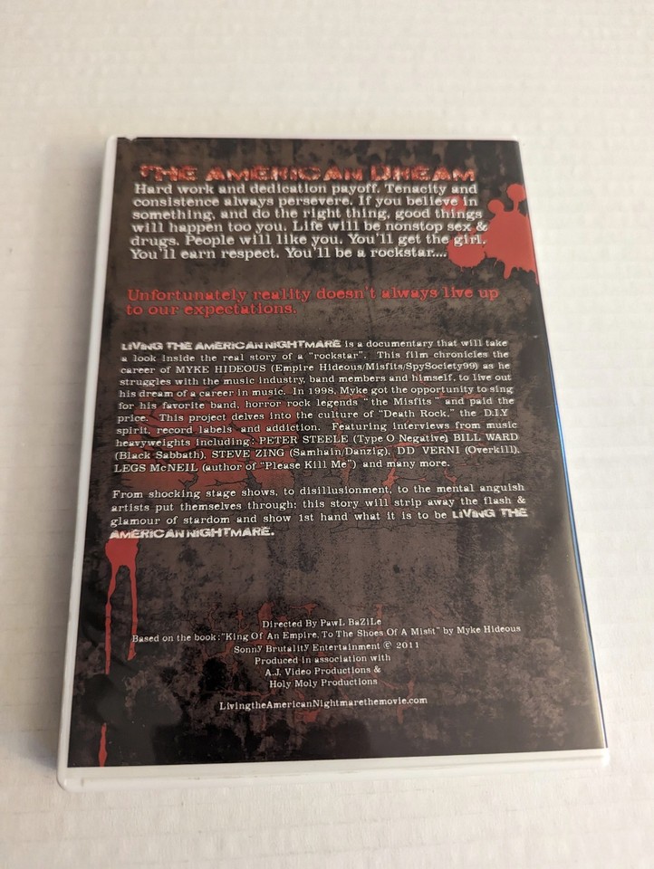 RARE LIVING THE AMERICAN NIGHTMARE MISFITS MYKE HIDEOUS OOP DVD DANZIG ...