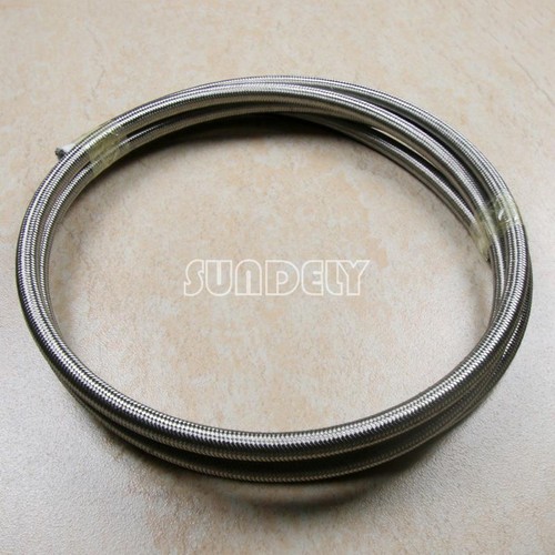 8MM x 3METER STAINLESS STEEL BRAIDED PTFE TEFLON FUEL HOSE LINE OIL ...