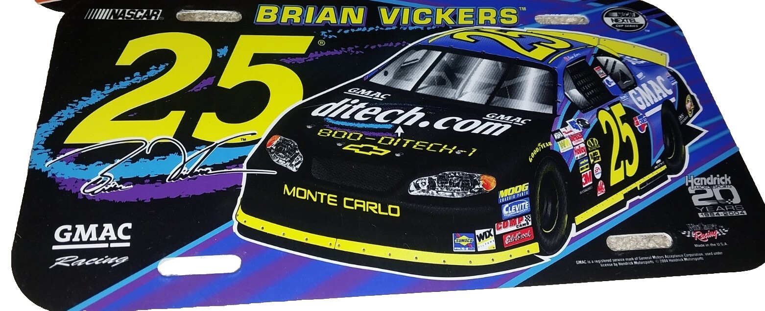 Brian Vickers Plastic License Plate #25 Nascar Racing NEW Y2K Rare ...
