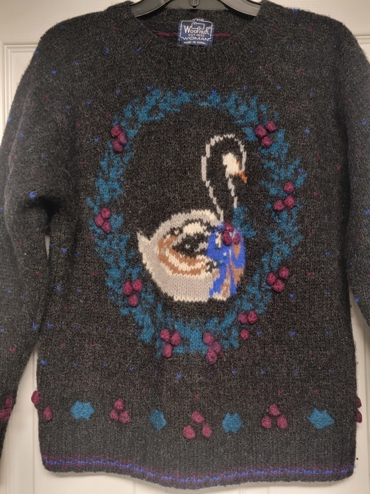 Woolrich Womens Vintage Wool Duck Swan Pullover Sweater Women's L 19x25 ...
