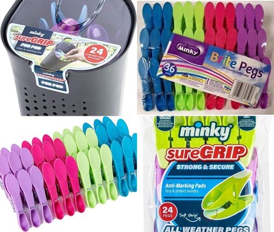 Minky Sure Grip Pegs Pod Weather Proof Pegs 24pk & 36 Bright Peg ...