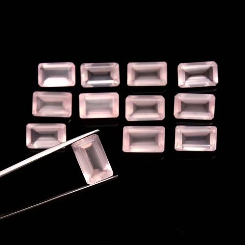 Lot 50 Pcs Natural Rose Quartz 5x3mm Octagon Faceted Cut Loose Gemstone ...
