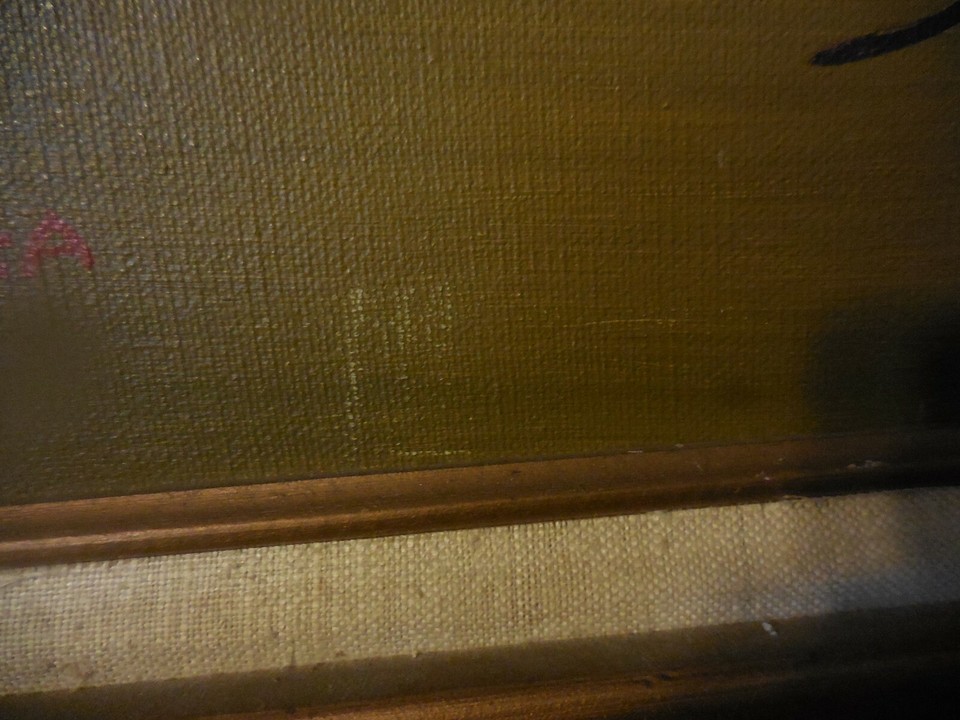 Oil on Canvas Painting of Still-life of Fruit and on Table Signed Curka ...