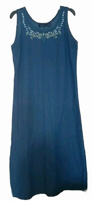 Sleeveless Denim Jumper Maxi Dress Embroidered MPH Collection Size ...