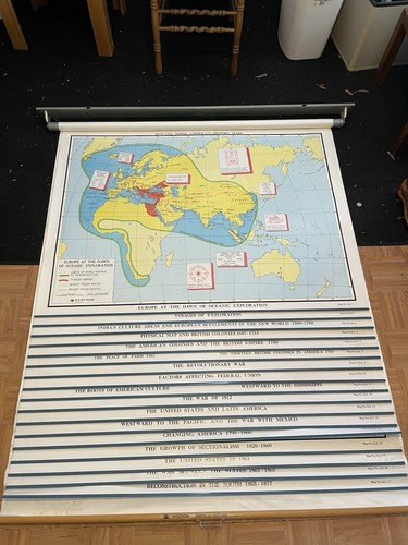 Nystrom United States Pull Down Map 55” X 60” 16 MAPS Before Civil War ...