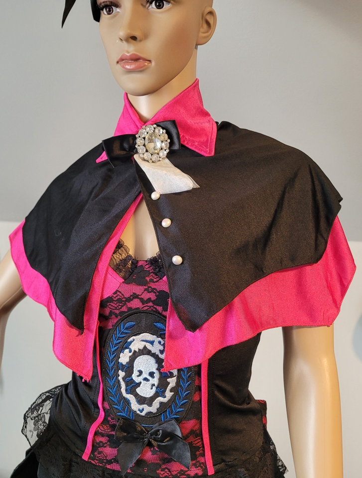 Ladies Sexy Black and Fuchsia 4 Piece Victorian Vampire Costume Size ...