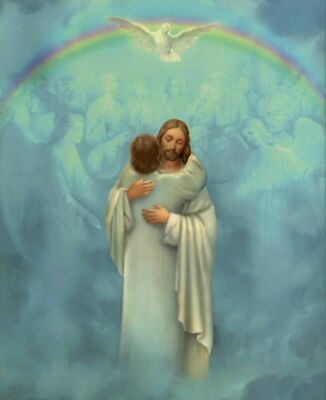 JESUS embraces man in heaven - Welcome Home 8" x 10" ready to be framed ...