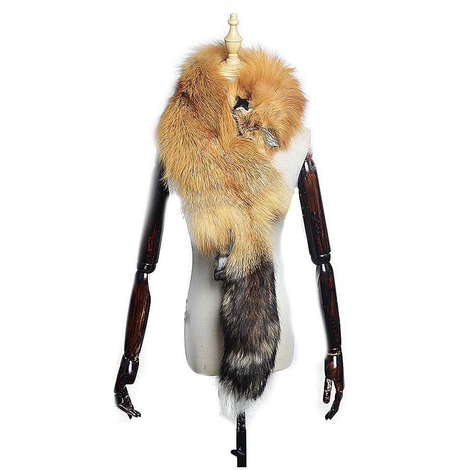 Fox hide Scarf Fur Whole Pelt Soft Dense Fur Wraps Winter Neck Warmer ...