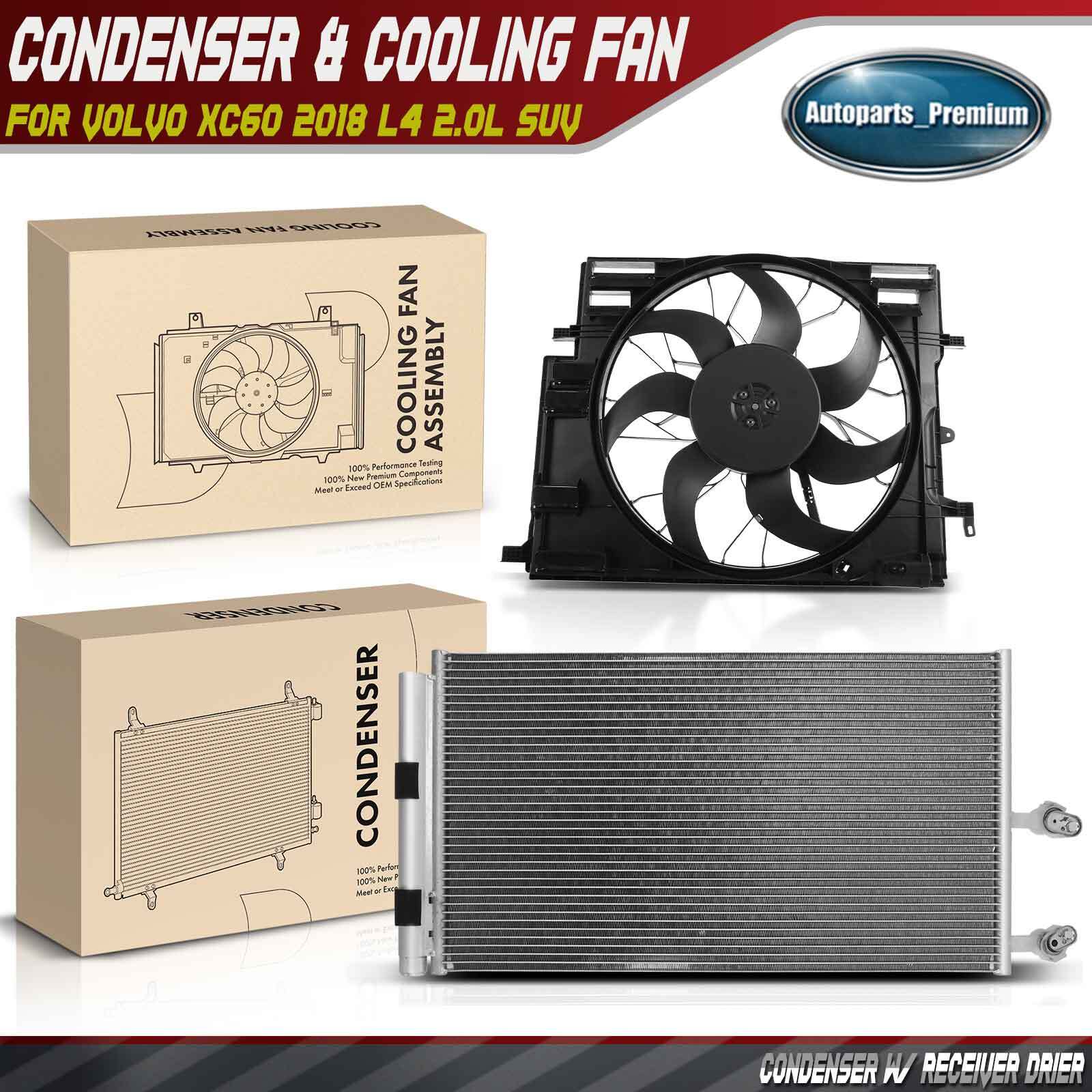New AC Condenser & Single Cooling Fan Assembly Kit for Volvo XC60 2018 ...