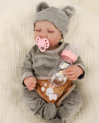 Light Gray Set with Animal Print for 17“-22” Reborn Baby Doll Clothing ...