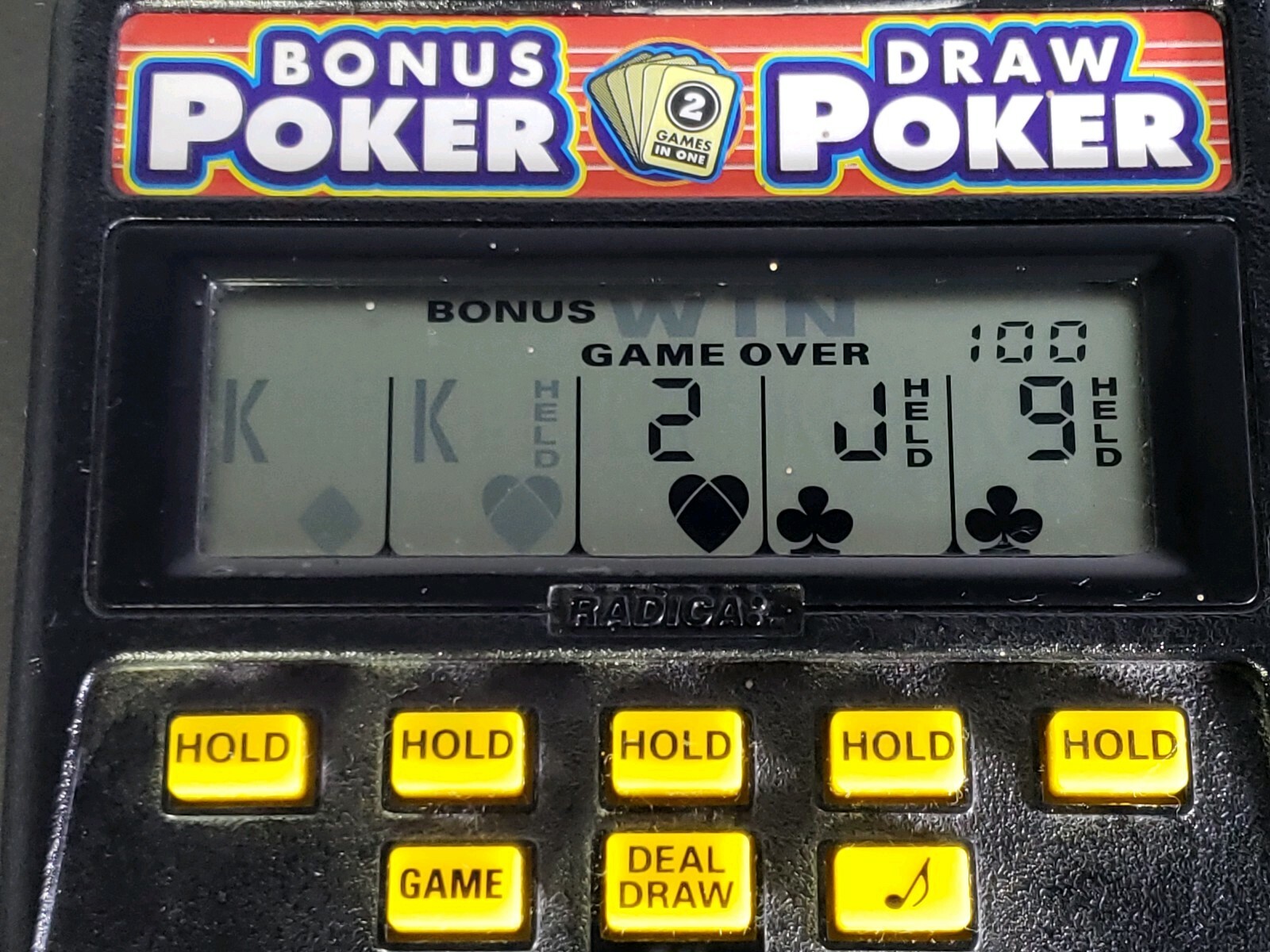 Radica Electronic Handheld Bonus Poker/Draw Poker 2 in 1 game works ...