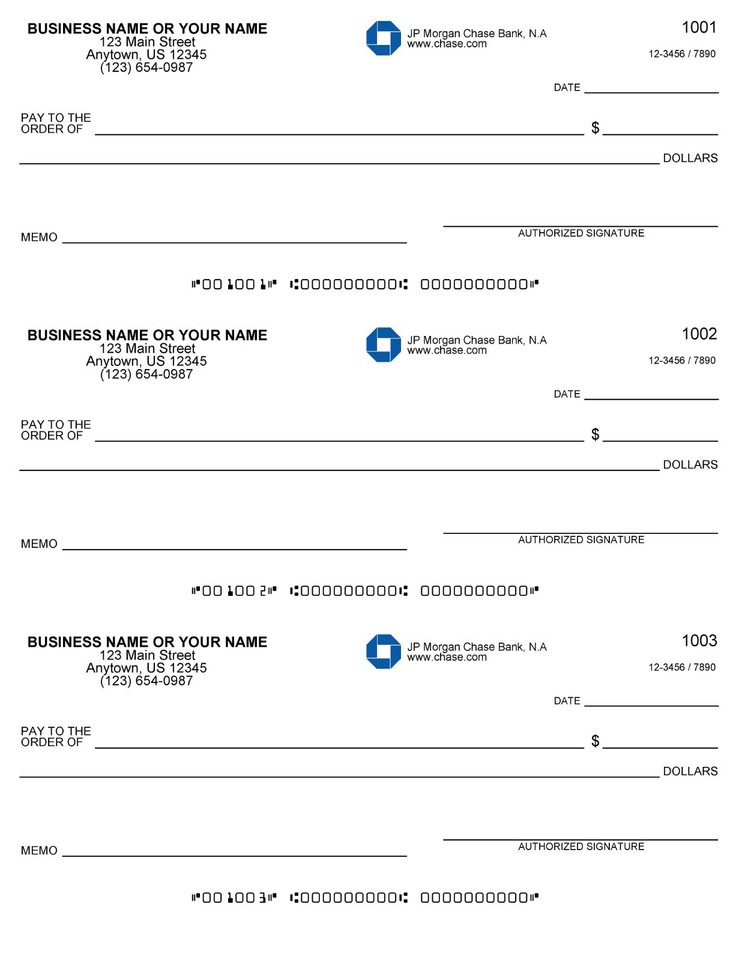 Printed Checks, 3 Per Page, High Security w/ Hologram, QuickBooks, Add ...