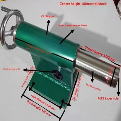 Lathe Tailstock Assembly Retractable and Replaceable Tapered Morse ...