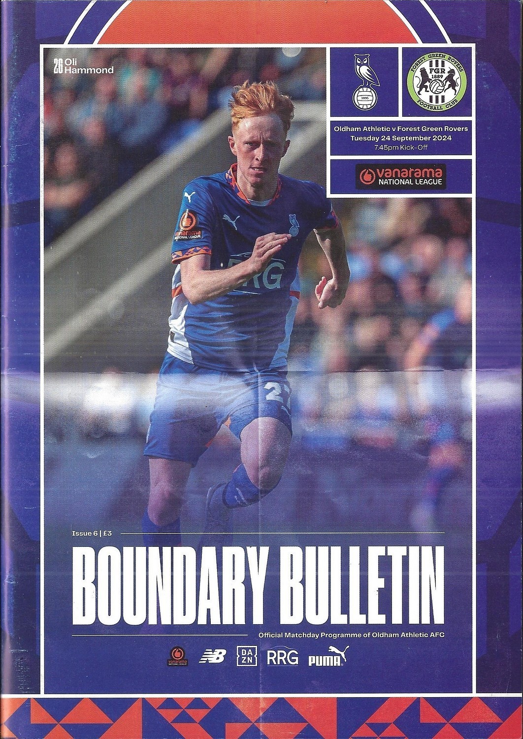 Football Programme OLDHAM ATHLETIC v FOREST GREEN ROVERS Sept 2024 | eBay