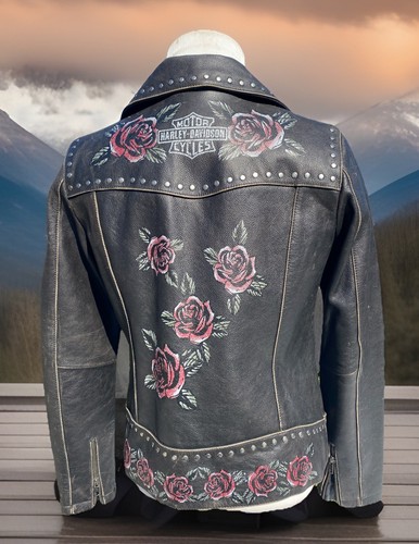 Harley Davidson Women ROSES & STUDS Leather Jacket Large 97010-20VW ...