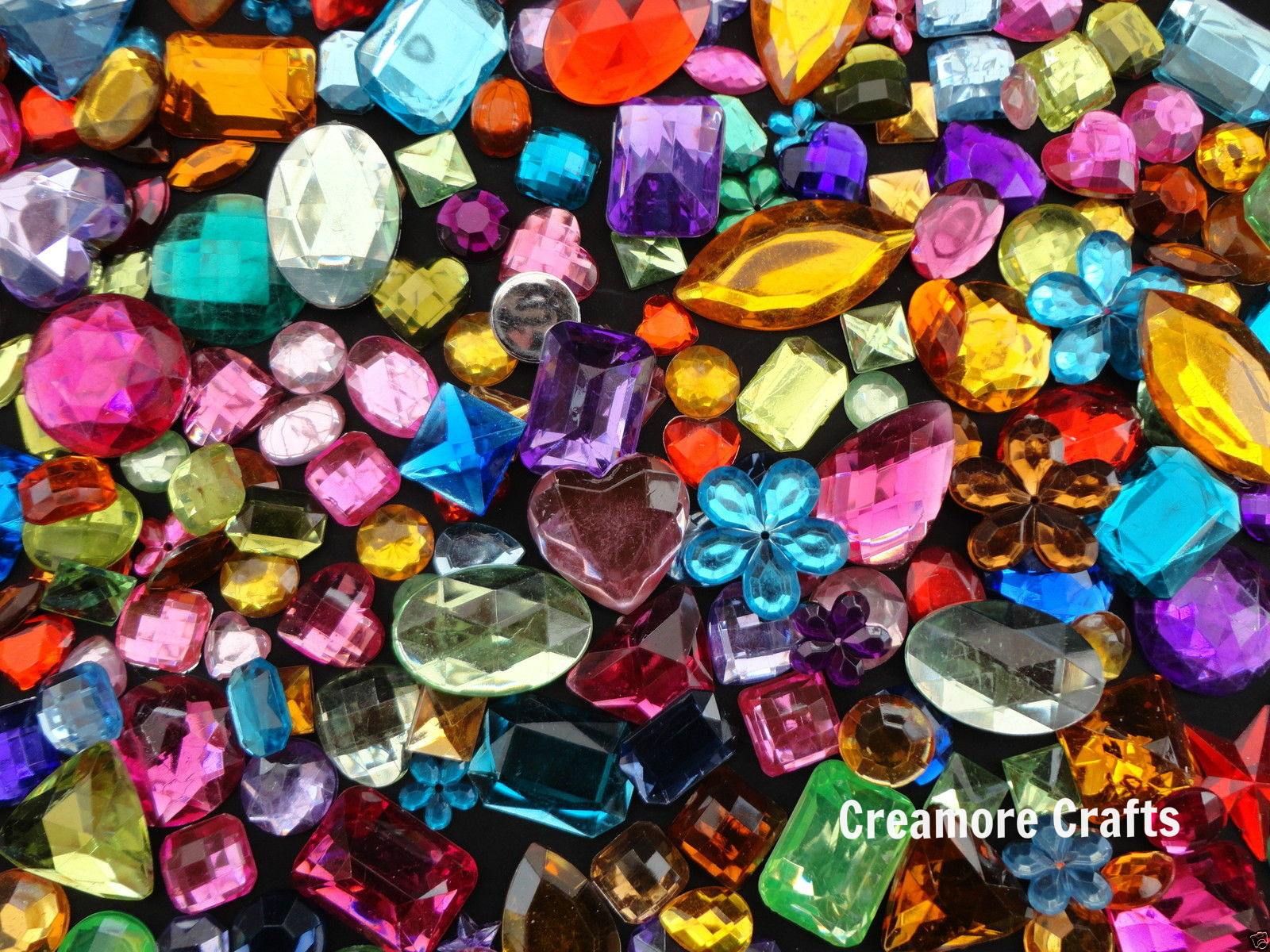 ACRYLIC FLAT BACK RHINESTONE GEMS JEWELS CARD CRAFTS MIXED SELECTION ...