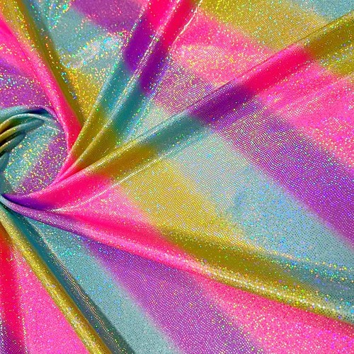 18" Long / Stretch Fabric Rainbow Metallic Foil Spandex for Swimwear | eBay