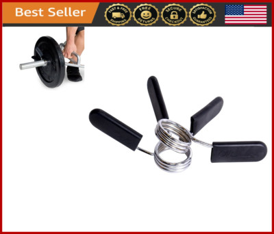 Olympic 2" Spring Clip Collars Pair for Weightlifting Barbell Secure ...