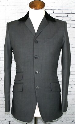 Mod Skinhead Suit Charcoal With Black Velvet Collar Suit 4 Button Suit ...