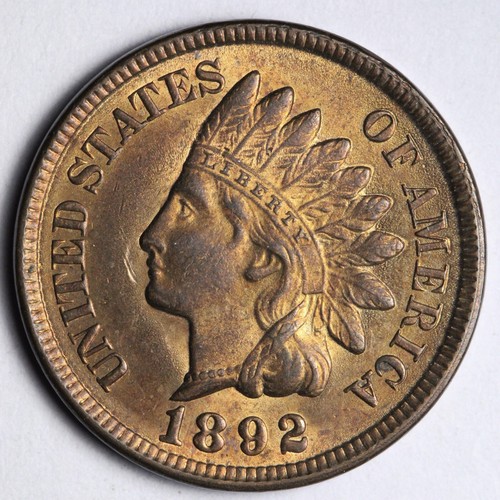 1892 Indian Head Cent Penny BU *UNCIRCULATED* MS RED/BROWN E298 YACCZ ...