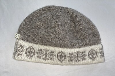 Winter Wool Blend Half Beanie Cap Knit Gray Fair Isle Après Ski | eBay