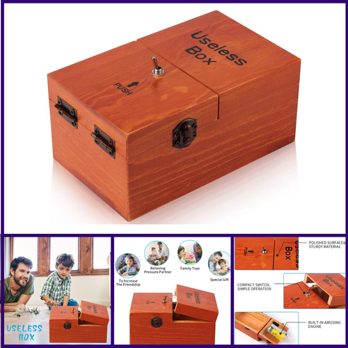 Useless Box Leave Me Alone Machine Fully Assembled in Real Wood（Brown） | eBay