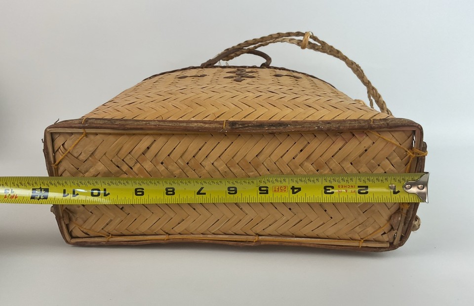 Pasiking Handmade Woven Bag Backpack Vintage Basket Tan Bamboo With Lid ...