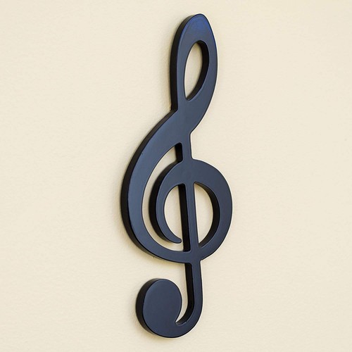 Treble Clef Music Note Glossy Black 9 Inch Wood Hanging Wall Decoration ...