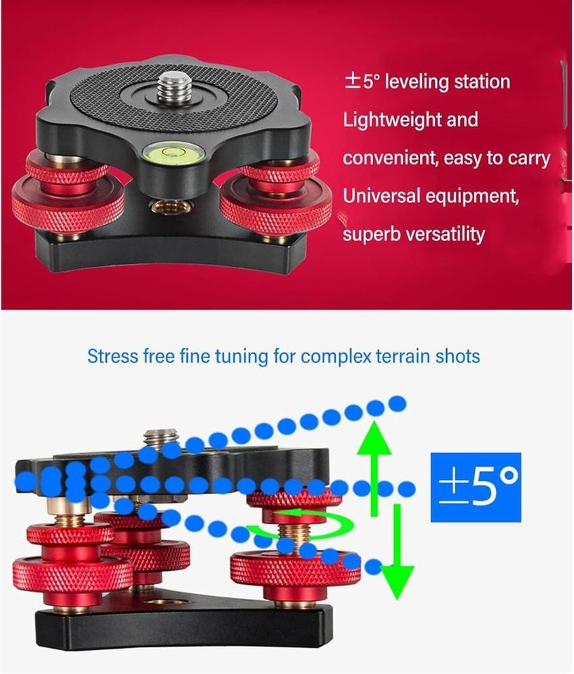 Tripod Head Leveling Base Camera Leveler, 3/8Thread,+ / -5 Angle ...