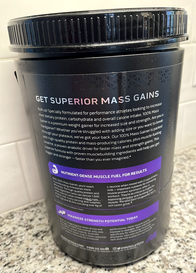 Muscletech Mass Protein 100% Mass Gainer, Vanilla Milkshake 5.15 Lbs ...