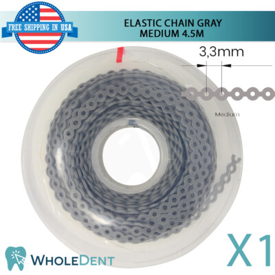 Orthodontic Dental Elastic Chain Gray Medium 4.5m Power Tooth Morelli ...