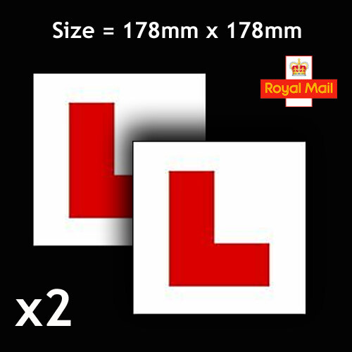 2X LEARNER DRIVER STICKERS - DVLA LEGAL SIZE - L PLATE - SELF ADHESIVE ...