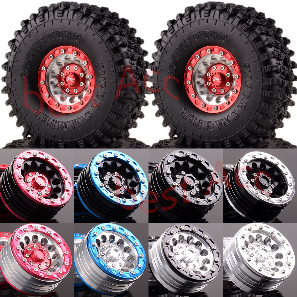 4PCS 1.9" Rock Crawler Metal Wheels Tyre Tire OD:120MM RC 1:10 SCX10 ...