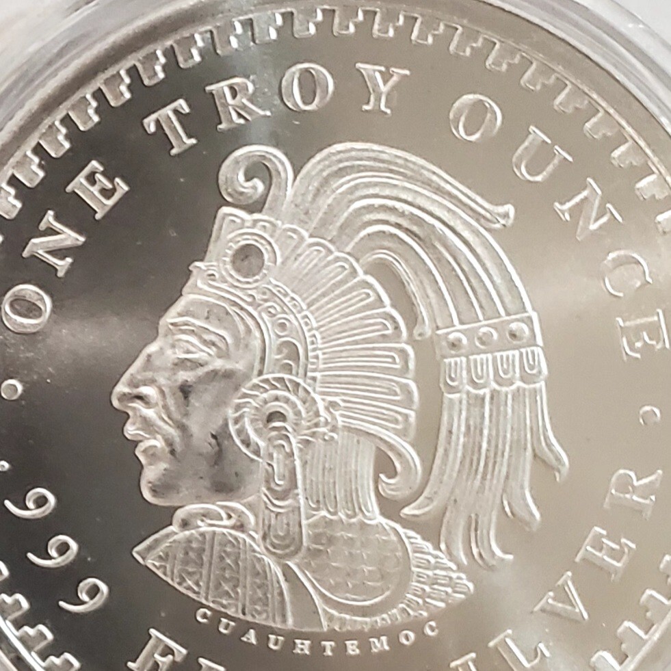 1 oz .999 Silver Aztec Calendar Sun Stone Emperor of Tenochtitlan Eagle ...