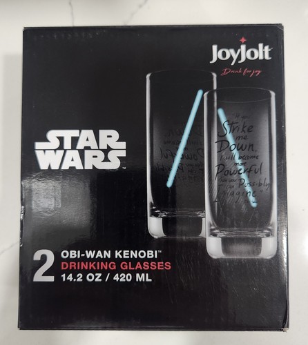 JoyJolt STAR WARS Drinking Glasses 14.2 oz/420ml Set of 2 Obi-Wan ...