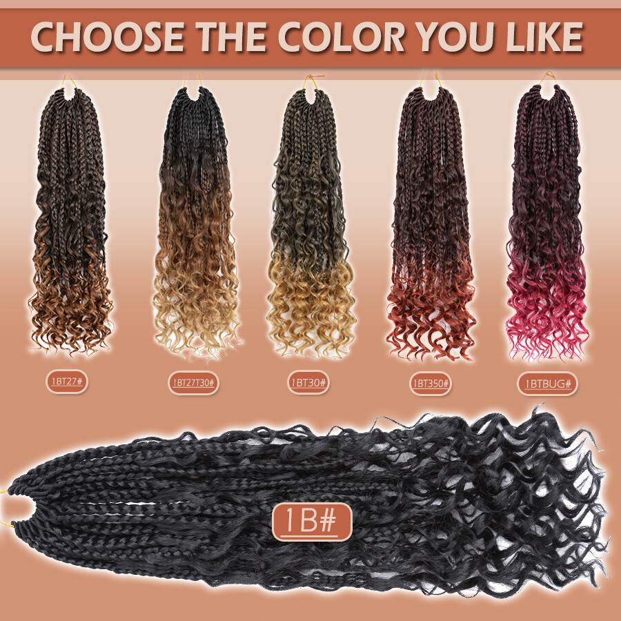 14"/18" Soft Boho Goddess Box Braid Long-lasting Wavy Ends Spiral Curl ...