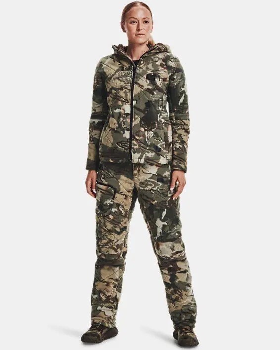 UNDER ARMOUR WINDPROOF FLEECE CAMOUFLAGE FOREST HUNTING PANTS 1365595 ...