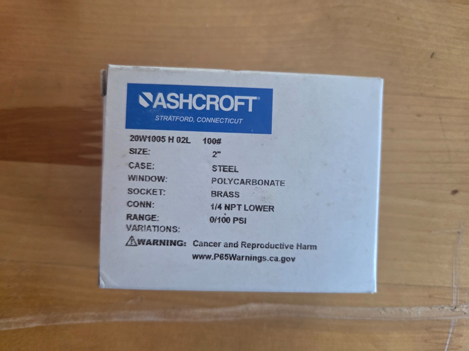 Ashcroft 20W1005-H-02L-100# Pressure Guage 2 Inch (New In Box) | eBay