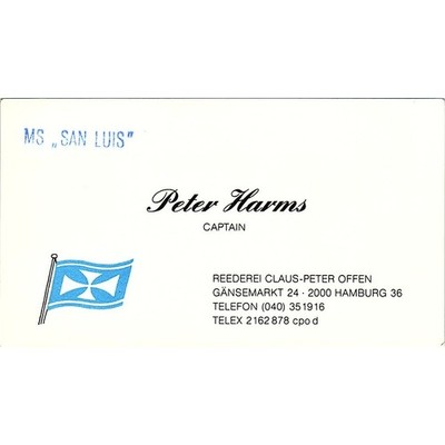Reederei Claus-Peter Offen Peter Harms Hamburg Vintage Business Card ...