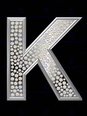 DIAMOND CHARACTER K ALPHABET SILVER BLING ART PRINT POSTER PICTURE ...