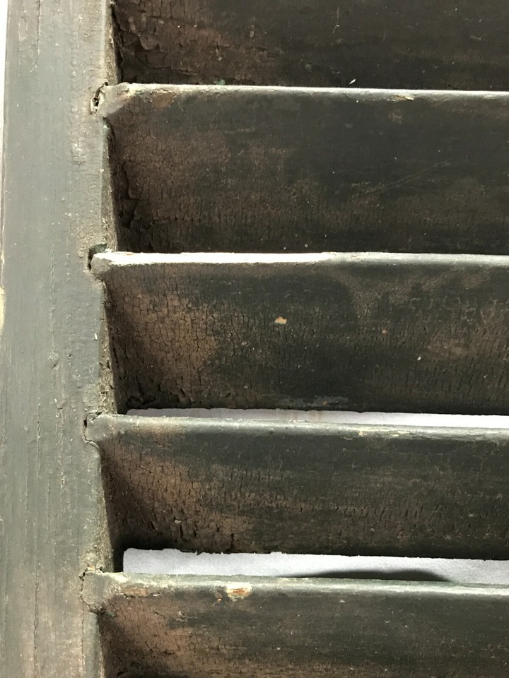 Antique VTG Pair House Window Wood Louvered Shutters 16x54 Green Old ...