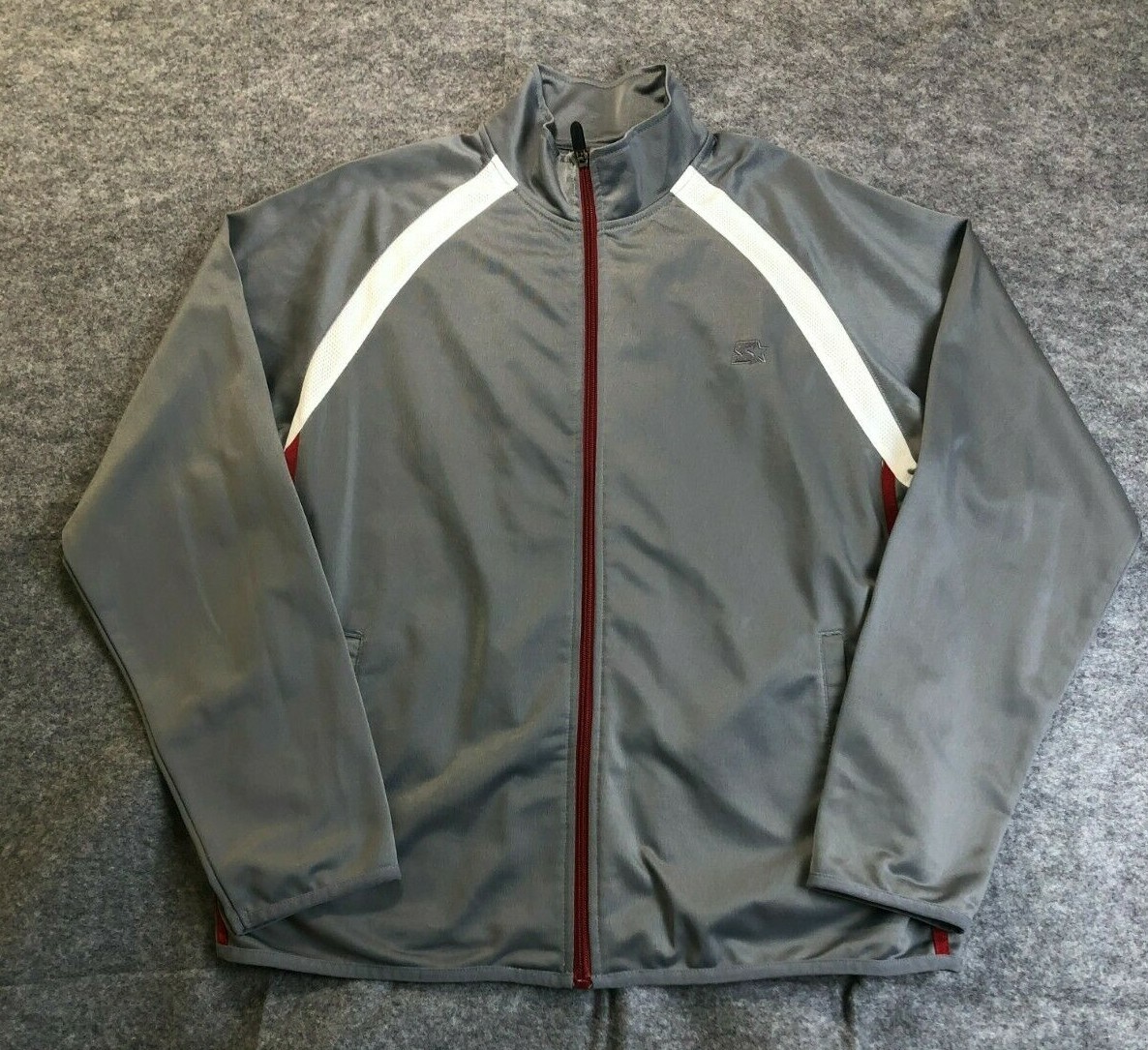 Starter Track Jacket Mens Medium Gray Polyester Full Zip Outdoor ...
