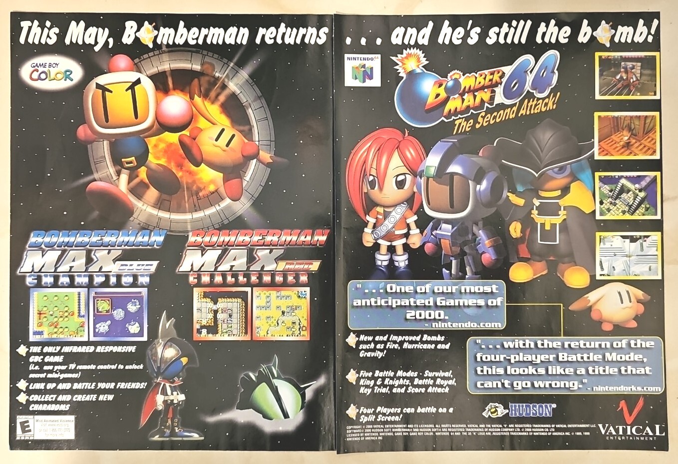 Bomberman Max Blue & Red + Bomberman 64 GBC, Nintendo 64 Print Ad - 10 ...