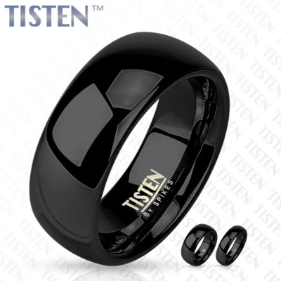 8mm Classic Wedding Band Glossy Finish Black IP Tisten (Tungsten ...