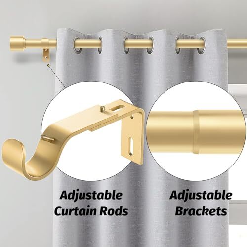 Gold Curtain Rods for Windows 66 to 120 Inch 1 Inch Adjustable Heavy ...