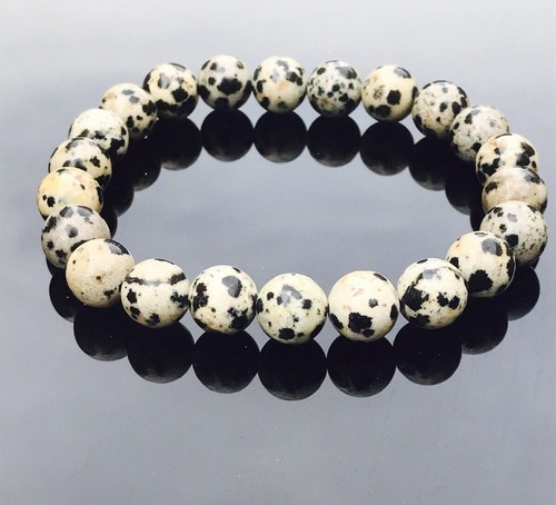 Dalmatian Jasper 8mm Bracelet Crystal Gem Beads Mala Dalmation Healing ...